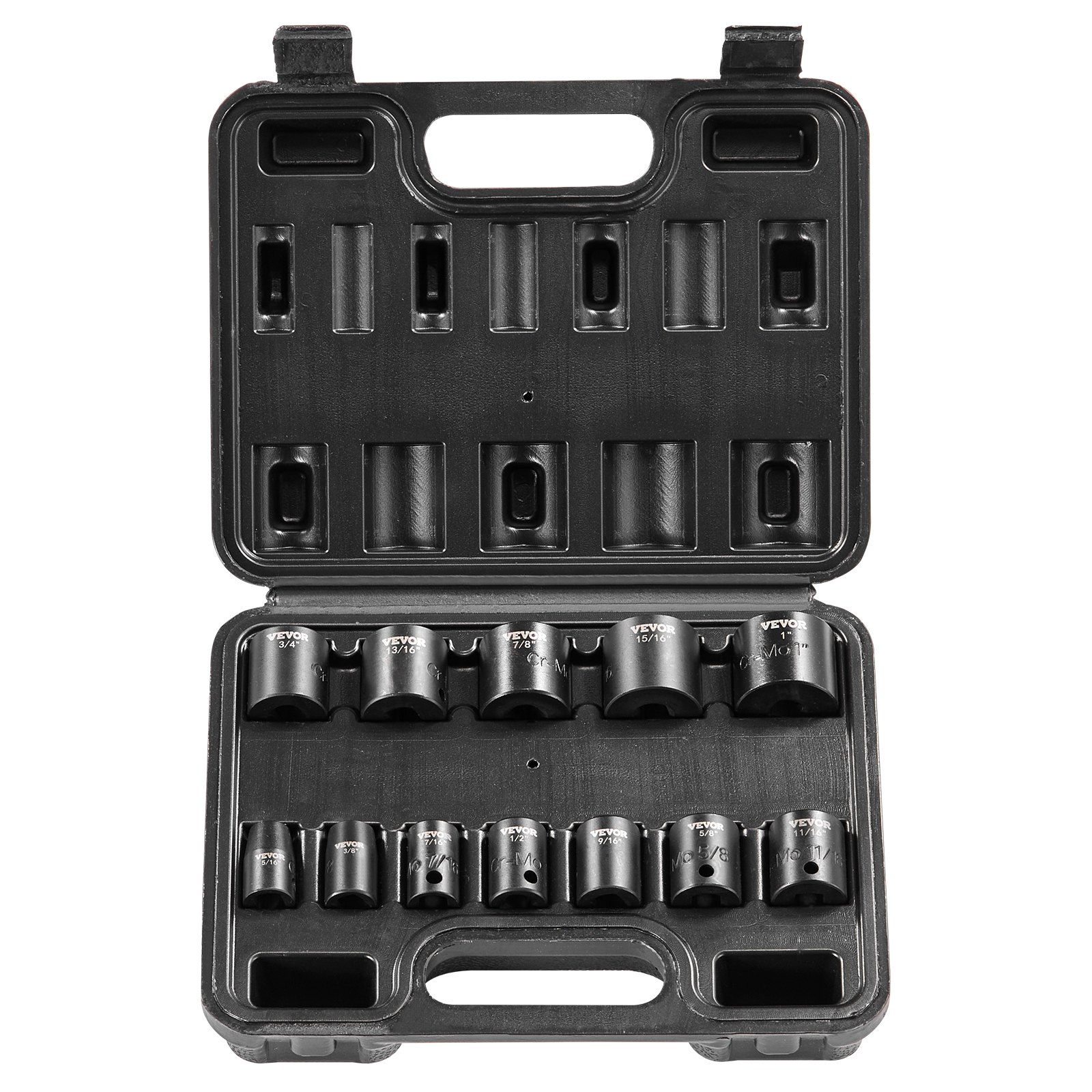 VEVOR Impact Sockets Set 12pcs 6-Point 3/8in Drive Bit Ratchet Tool Kit Case | VEVOR US