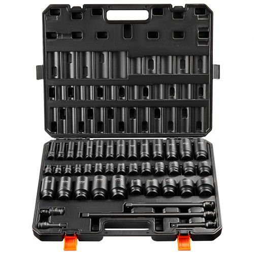VEVOR Impact Sockets Set 43pcs 6-Point 1/2in Drive Bit Ratchet Tool Kit ...