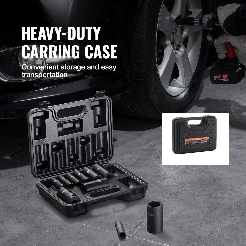 VEVOR 3/8 Impact Socket Set — 11pc Deep SAE Socket Kit