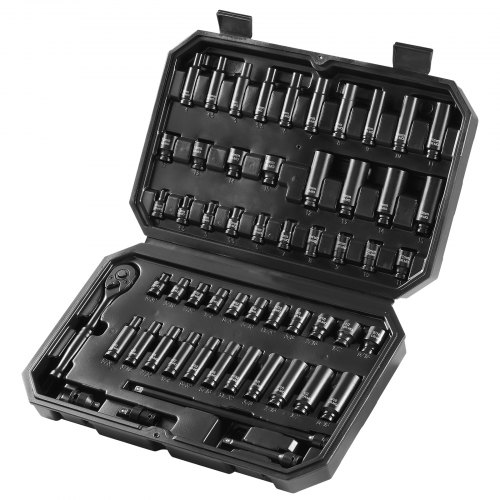 VEVOR Impact Sockets Set 55pcs 6-Point 1/4" Drive Bit Ratchet Tool Kit ...