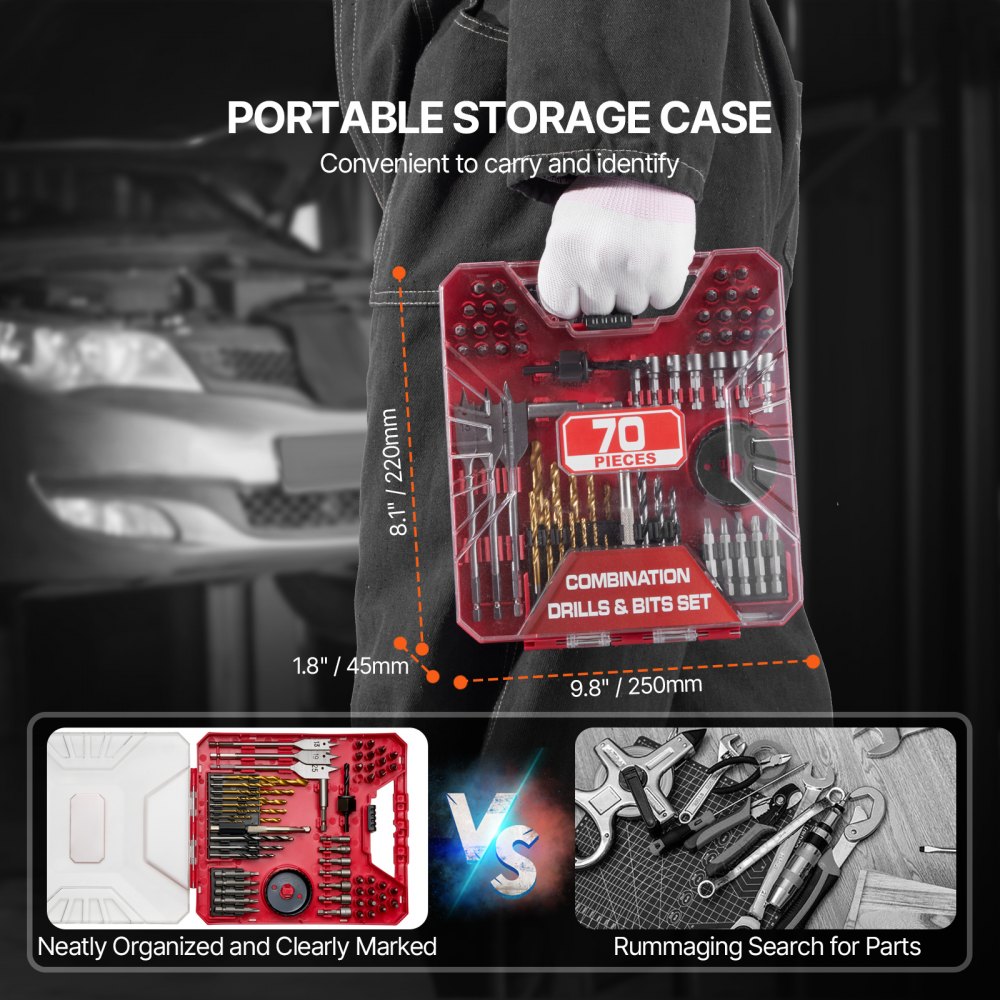 VEVOR Drill Bit Set, 70 Pieces Drill and Driver Bit Set, Screwdriver ...