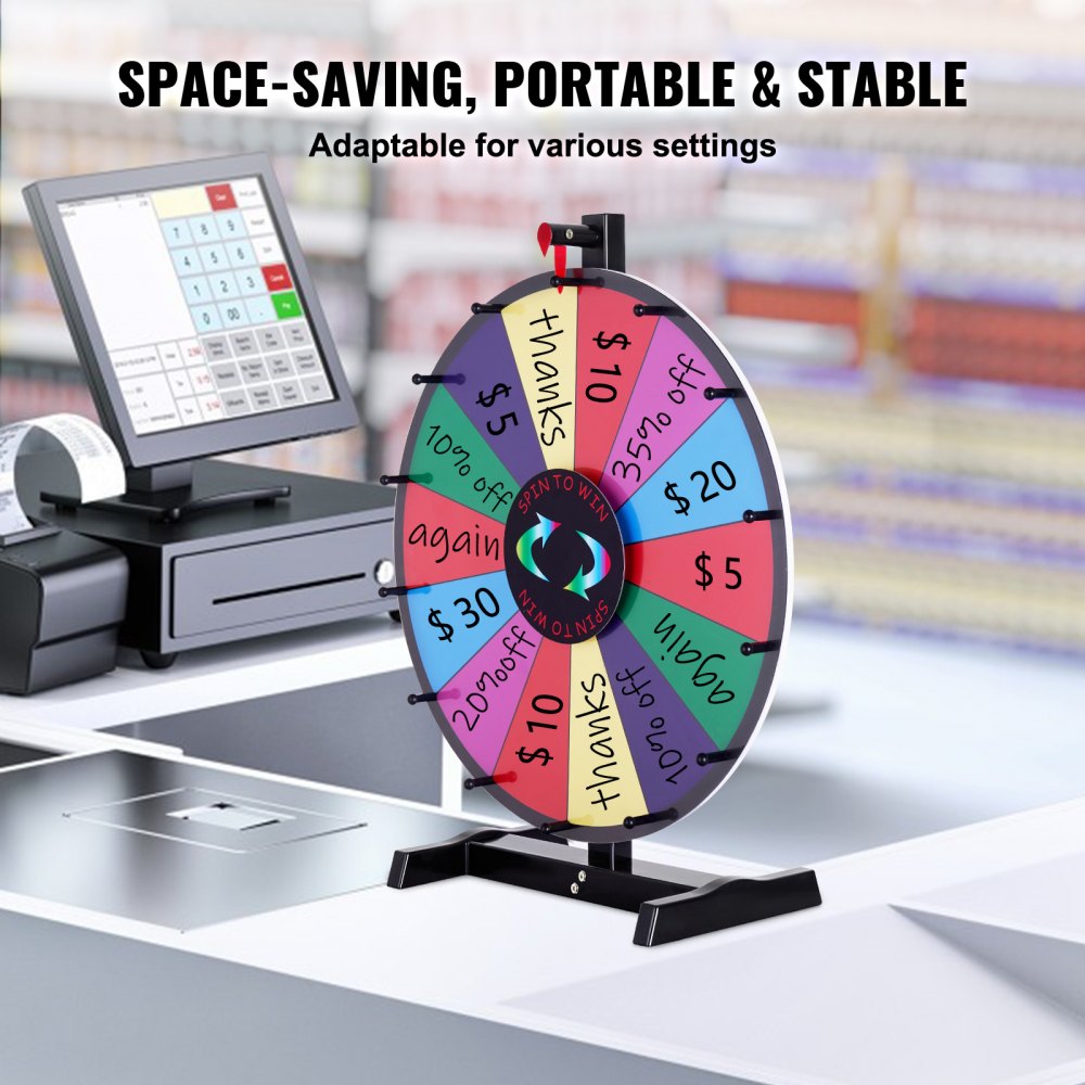 VEVOR 24 inch Spinning Prize Wheel, 14 Slots Tabletop Spinner, Heavy ...