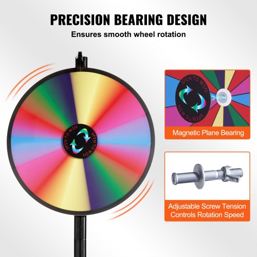 VEVOR 24 inch Spinning Prize Wheel, 14 Slots Spinning Wheel, Roulette ...