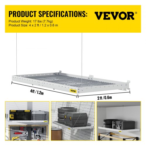 VEVOR Upgrade Garage Wall Shelf 2 x 4 ft Garage Shelving Wall Mounted ...