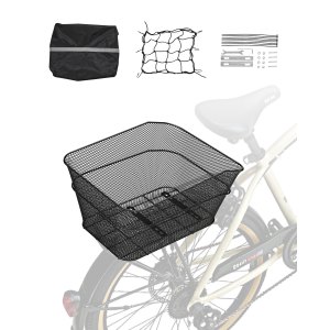 Rear Bike Basket Wire Mesh Bicycle Basket with Cargo Net Waterproof ...