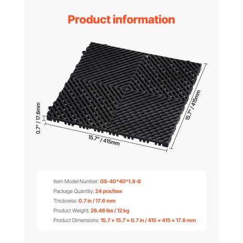 VEVOR Interlocking Drainage Mat, 15.7” x 15.7” Modular Interlocking ...