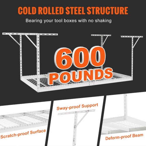 VEVOR Overhead Garage Storage Rack, 4x8 Garage Ceiling Storage Racks ...