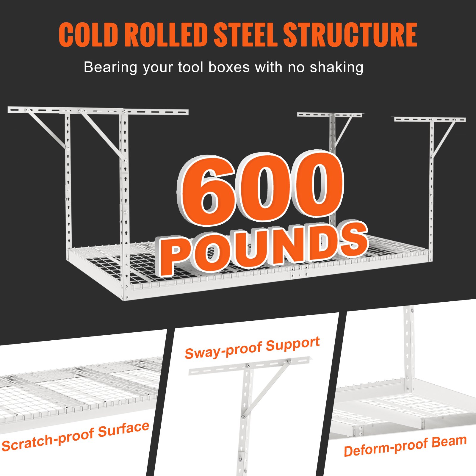 VEVOR Overhead Garage Storage Rack, 4x8 Garage Ceiling Storage Racks ...