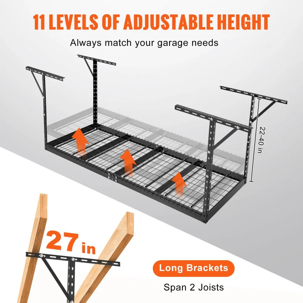 VEVOR Overhead Adjustable Garage Storage Rack 36x96in Ceiling Rack ...