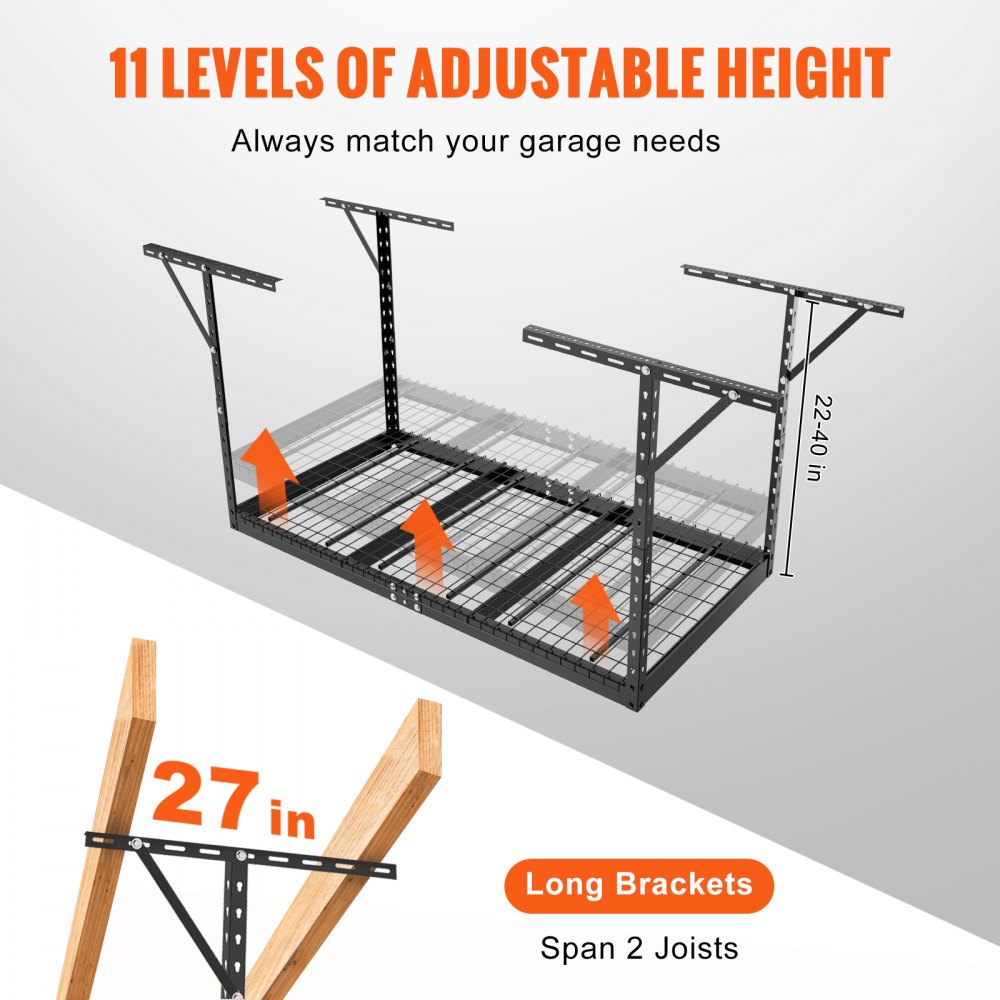VEVOR Overhead Garage Storage Rack, 3x6 Garage Ceiling Storage Racks ...