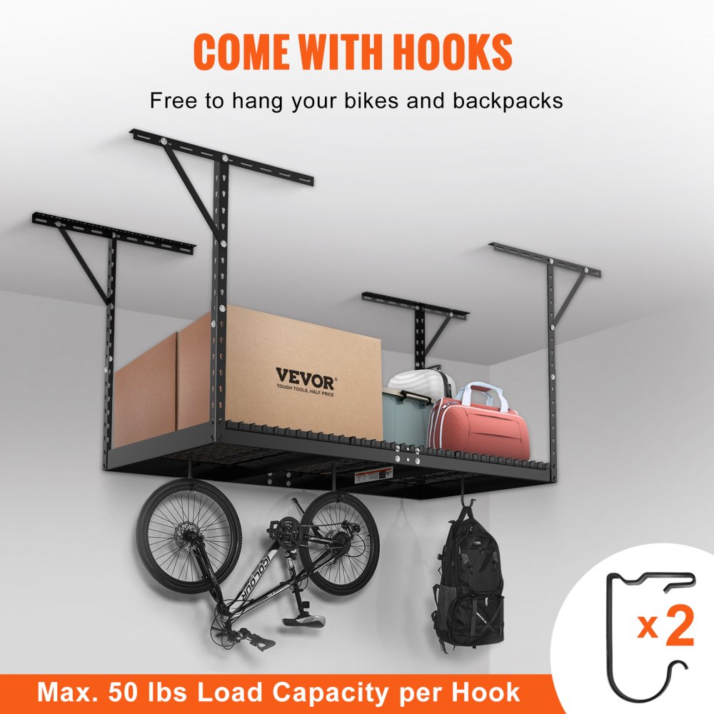 VEVOR Overhead Garage Storage Rack, 3x6 Garage Ceiling Storage Racks ...