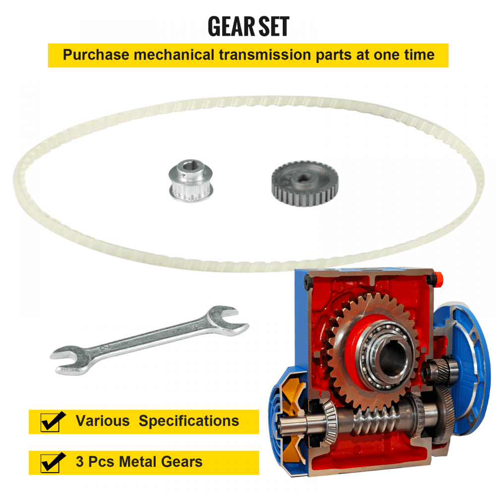 VEVOR 3PCS Gear Belt Kit Timing Belt Pulley+Closed-Loop Synchronous ...
