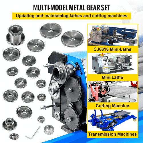 VEVOR 18pcs/Set CJ0618 Lathe Mini Lathe Gears Metal Cutting Machine ...