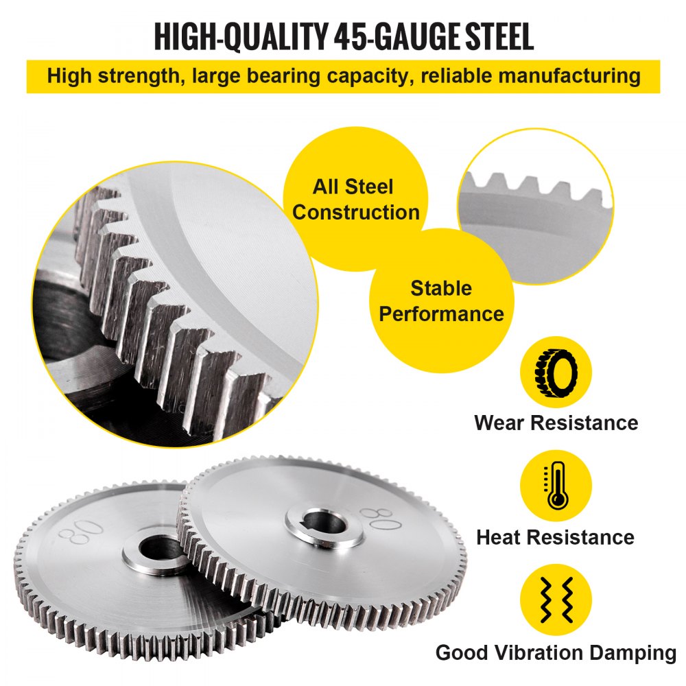 VEVOR 27PCS Metal Lathe Gears, Precise Mini Lathe Replacement Gears ...