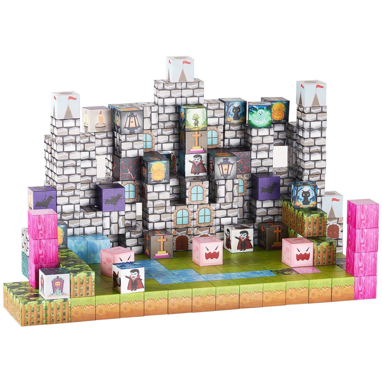 VEVOR Magnetic Blocks, 100 PCS Cemetery Zombies Set, Magnetic Building ...