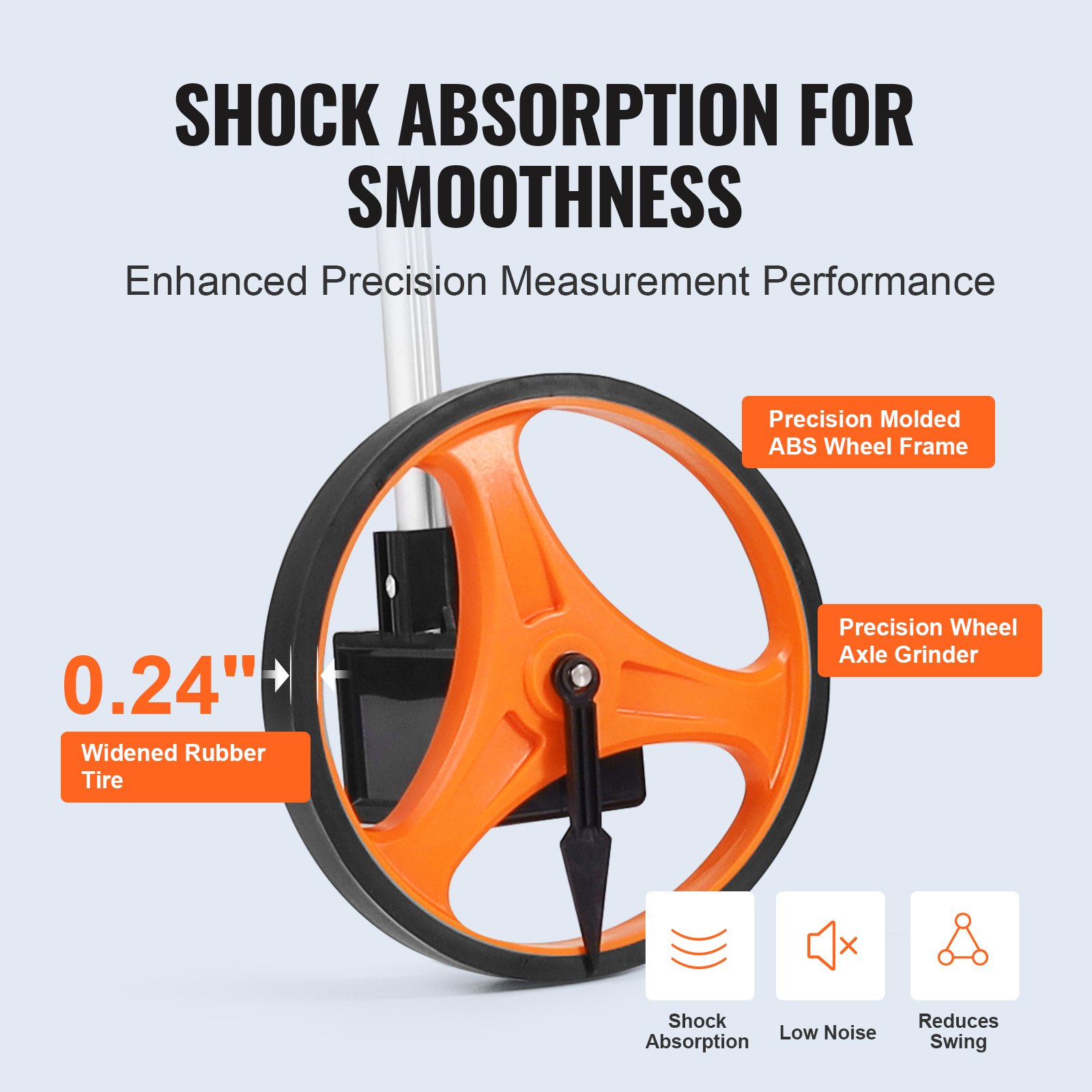 VEVOR Measuring Wheel in Inches, 6.3 in Wheel Diameter, 39.37-16.53 in ...