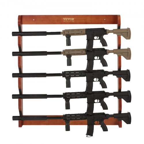 VEVOR Gun Rack, Wood Gun Rack Wall Mount, Gun Display Rack holds 5 ...