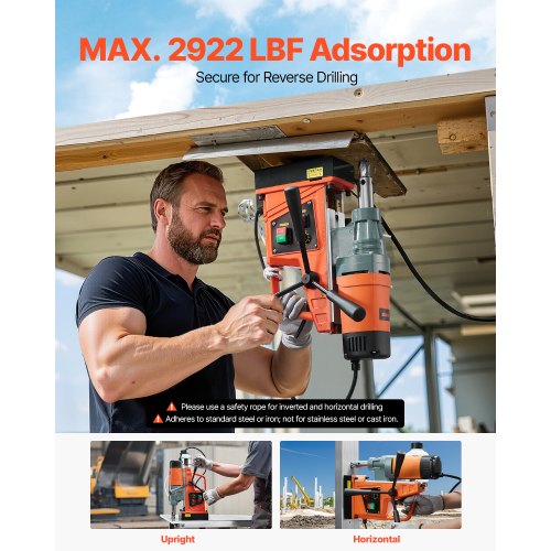 VEVOR Magnetic Drill, 1550W Motor 2 in Boring Diameter, 2922 lbf ...