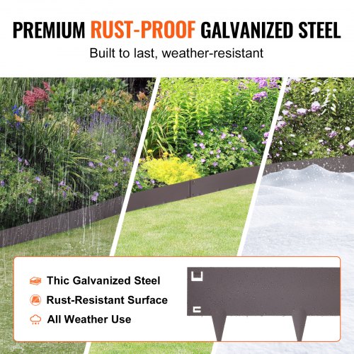 VEVOR Steel Landscape Edging, 5-pack Steel Garden Edging Borders, 39" L ...