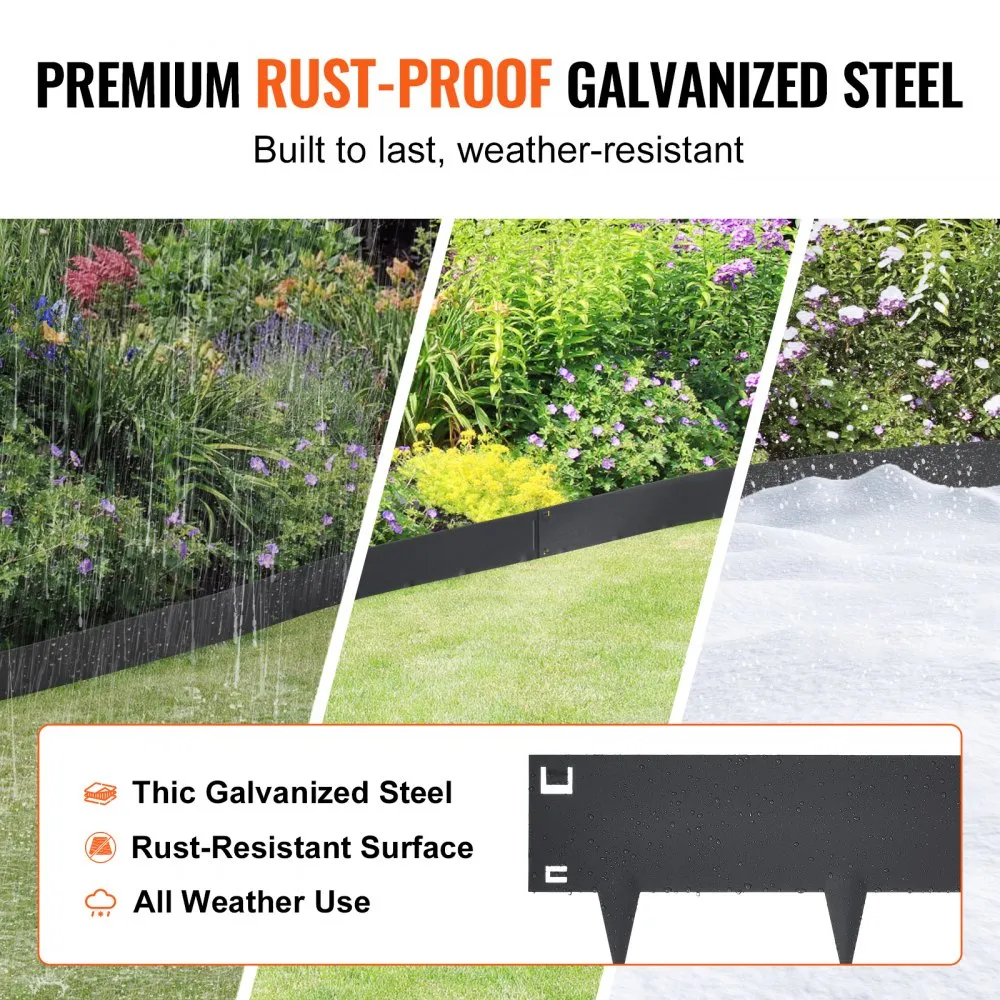VEVOR Steel Landscape Edging, 5-pack Steel Garden Edging Borders, 39" L ...