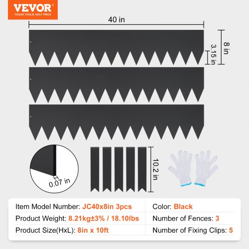 VEVOR Steel Landscape Edging, 3-pack Steel Garden Edging Borders, 40" L ...