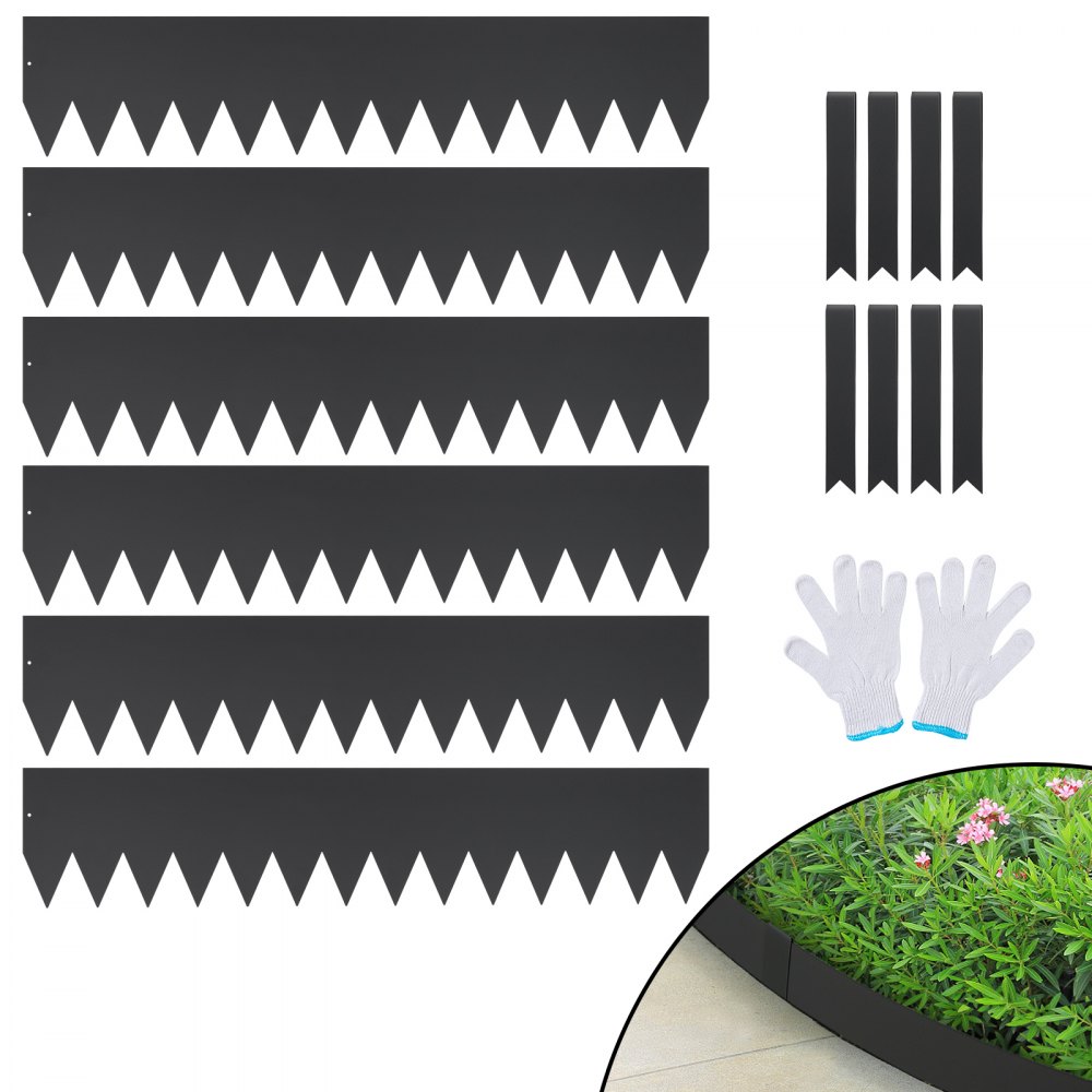 VEVOR Steel Landscape Edging, 6-pack Steel Garden Edging Borders, 40" L ...