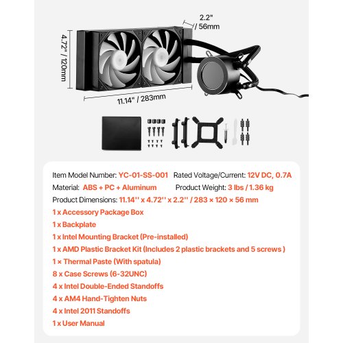 CPU Liquid Cooler AIO CPU Water Cooler with ARGB Light & 120 mm PWN ...