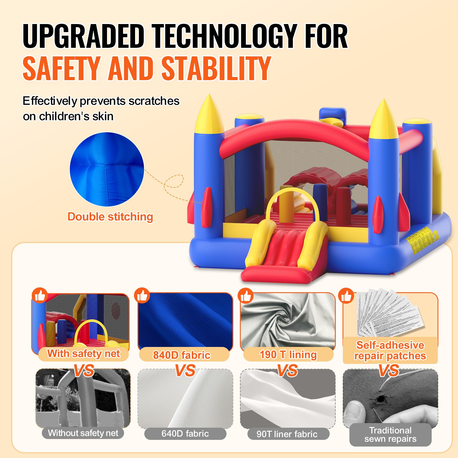 VEVOR Inflatable Bounce House, Outdoor High Quality Playhouse ...