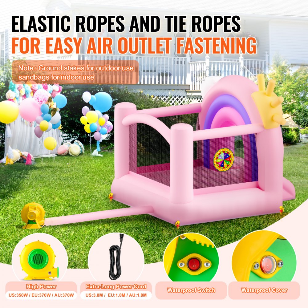 VEVOR Inflatable Bounce House, Indoor Outdoor Playhouse Trampoline, Kid ...