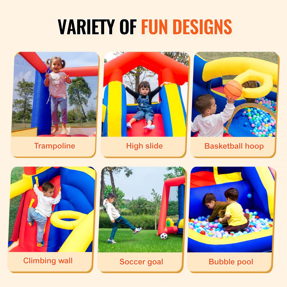 VEVOR Inflatable Bounce House, Outdoor High Quality Playhouse ...