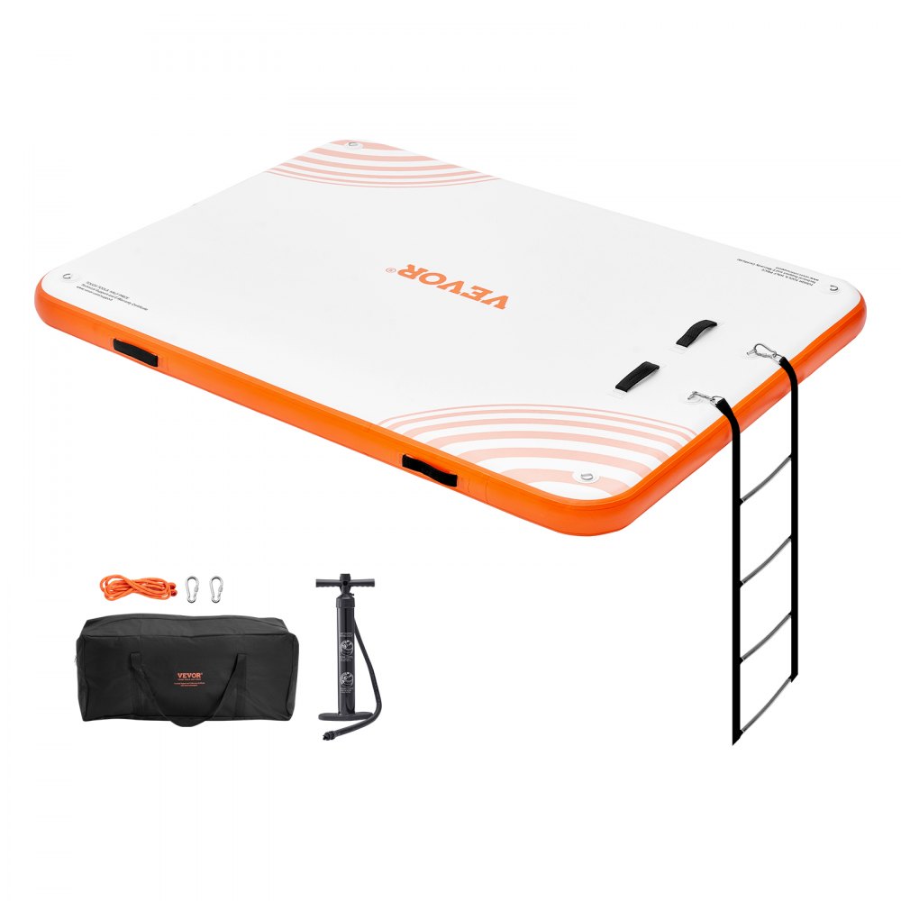 VEVOR Inflatable Floating Dock, 10 x 8FT Inflatable Dock Platform, Non ...