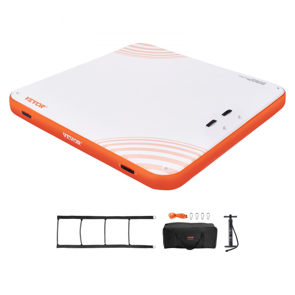VEVOR Inflatable Floating Dock, 7 x 7FT Inflatable Dock Platform, Non ...