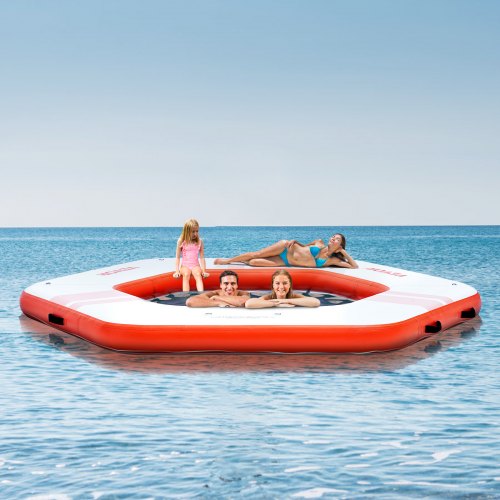 VEVOR Inflatable Floating Dock, ø8.5FT Inflatable Dock Platform with ...