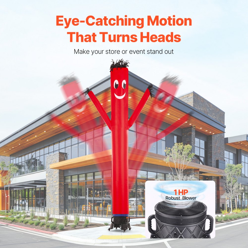 20 ft Air Dancers Wacky Waving Inflatable Tube Man with 1 HP Blower Fan ...