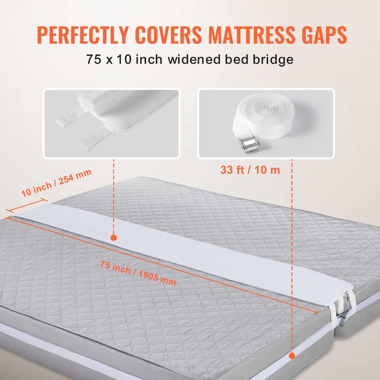 Bed Bridge King Bed Converter Kit Metal Buckle and Storage Bag 75"L x ...