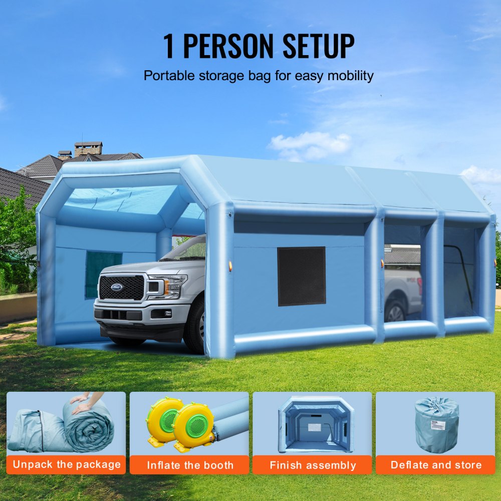 VEVOR Inflatable Paint Booth 32.8x21x14.8ft Inflatable Spray Booth ...