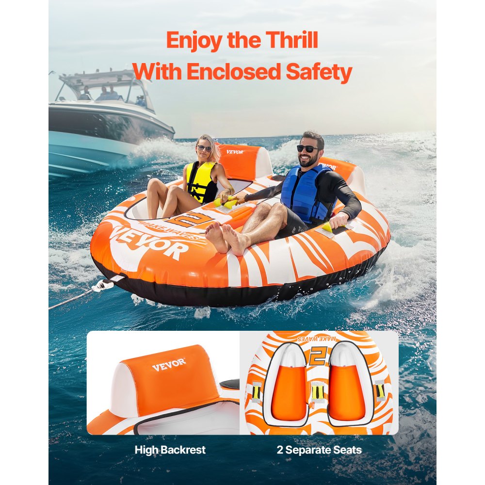 VEVOR Towable Tubes for Boating 2 Person, Inflatable Boat Tubes and ...