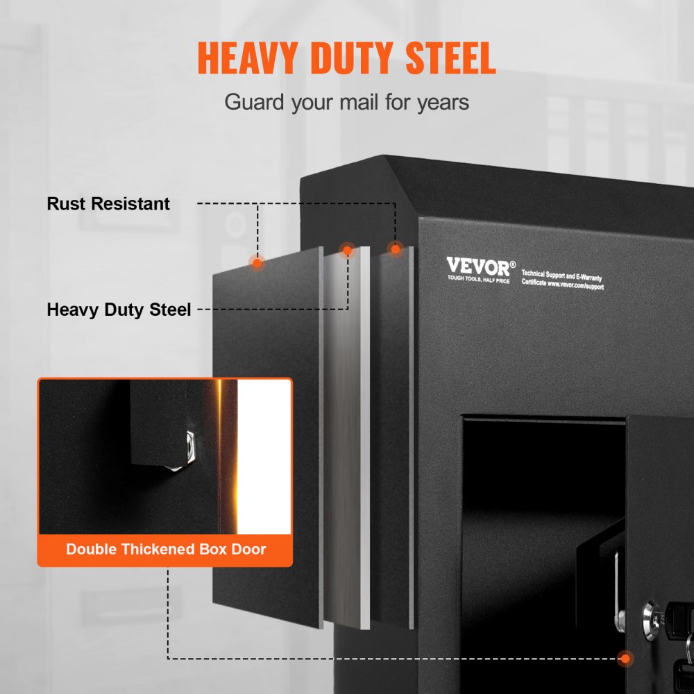 VEVOR Through The Door Key Drop Box, Heavy Duty Steel Through the Door ...
