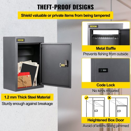 VEVOR Through The Wall Drop Box, 12.5''x6.3''x16.9'' Mail Drop Box w ...