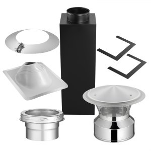VEVOR Through the Wall Kit for 6-Inch Chimney Pipe, Stainless Steel ...