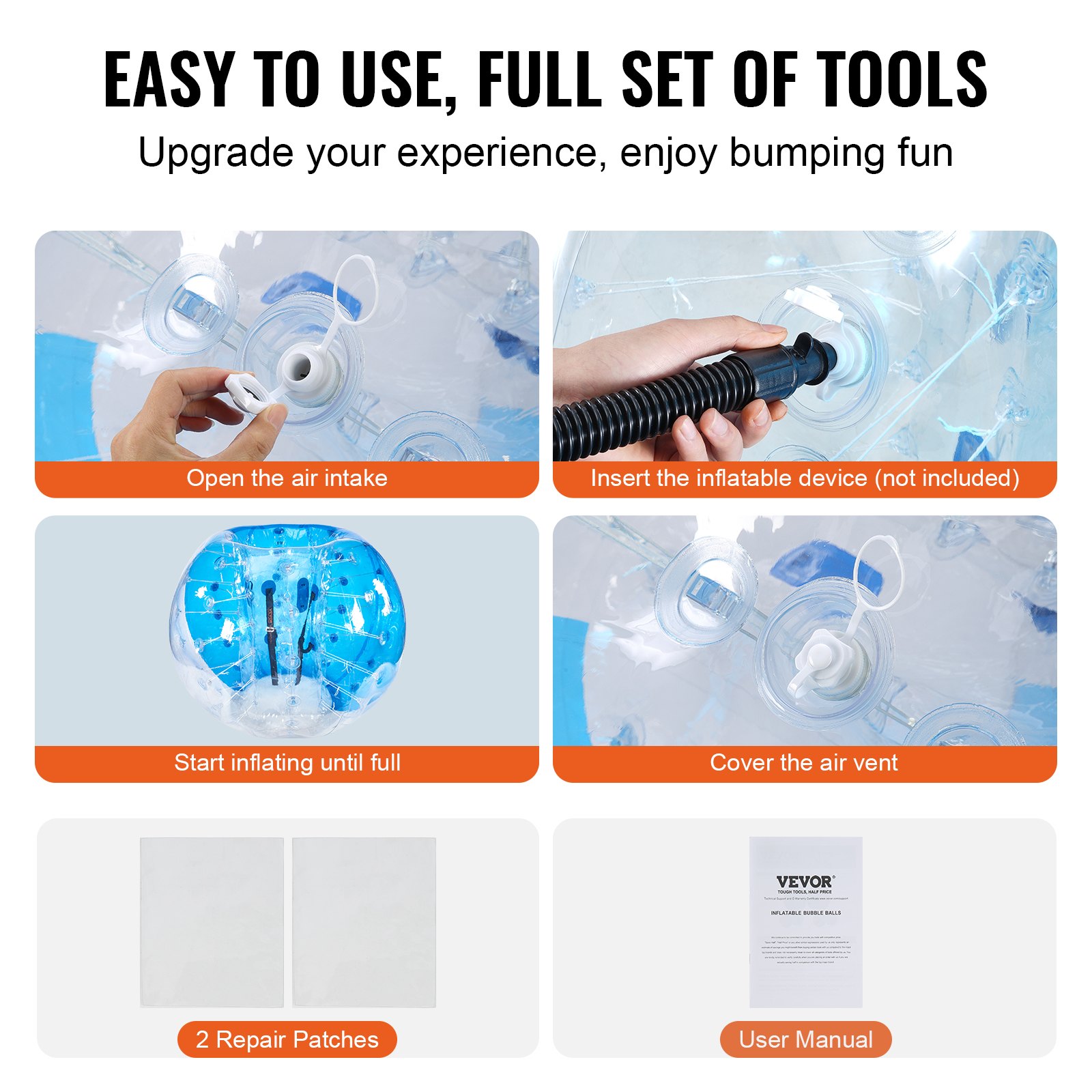 VEVOR Inflatable Bumper BallS 2-Pack 5FT/1.5M Sumo Zorb Balls for Teens ...