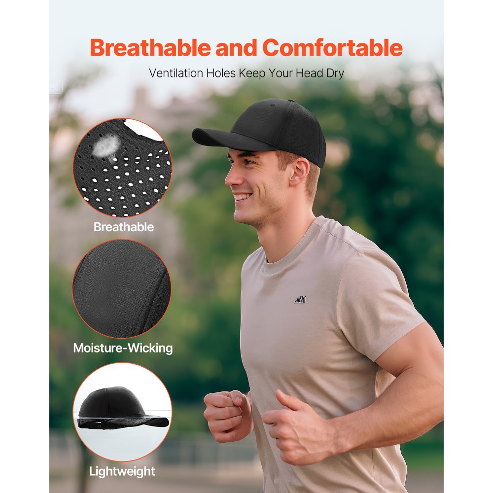 VEVOR Black Baseball Cap – Lightweight Sports Hat for Men