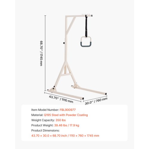 VEVOR Trapeze Bar for Bed Mobility 350LBS Capacity Bed Trapeze with 2 ...