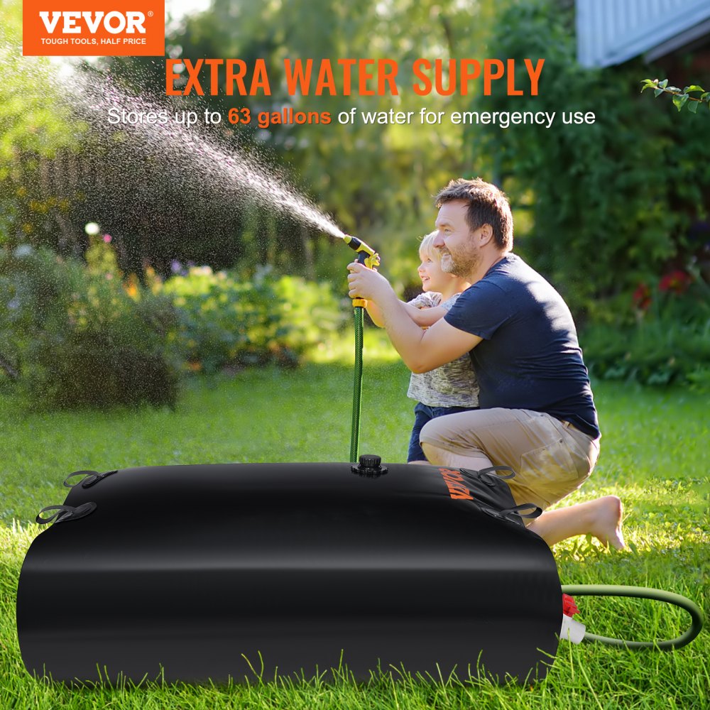 VEVOR Water Tank Bladder Portable Rainwater Bag 63 Gal PVC Collapsible ...