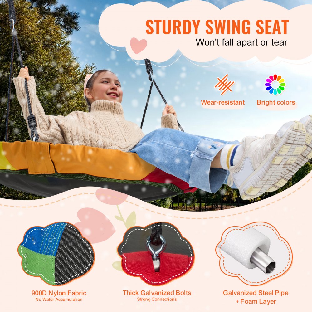 VEVOR 40 Inch Saucer Swing – 750 lbs, 900D Oxford, 8 lbs