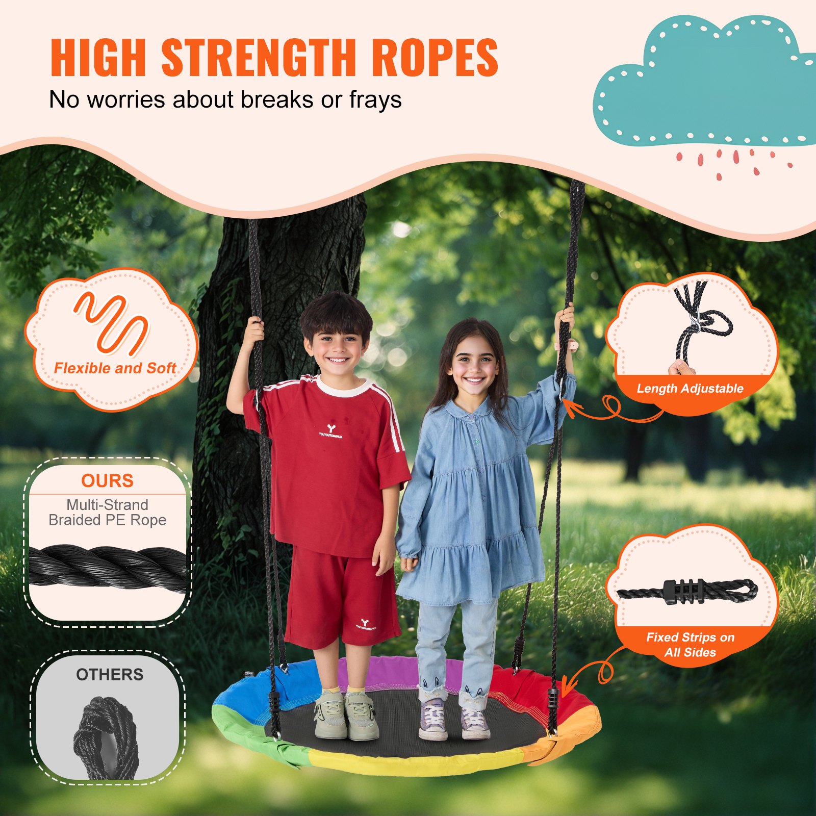 VEVOR 40 Inch Saucer Swing – 750 lbs, 900D Oxford, 8 lbs