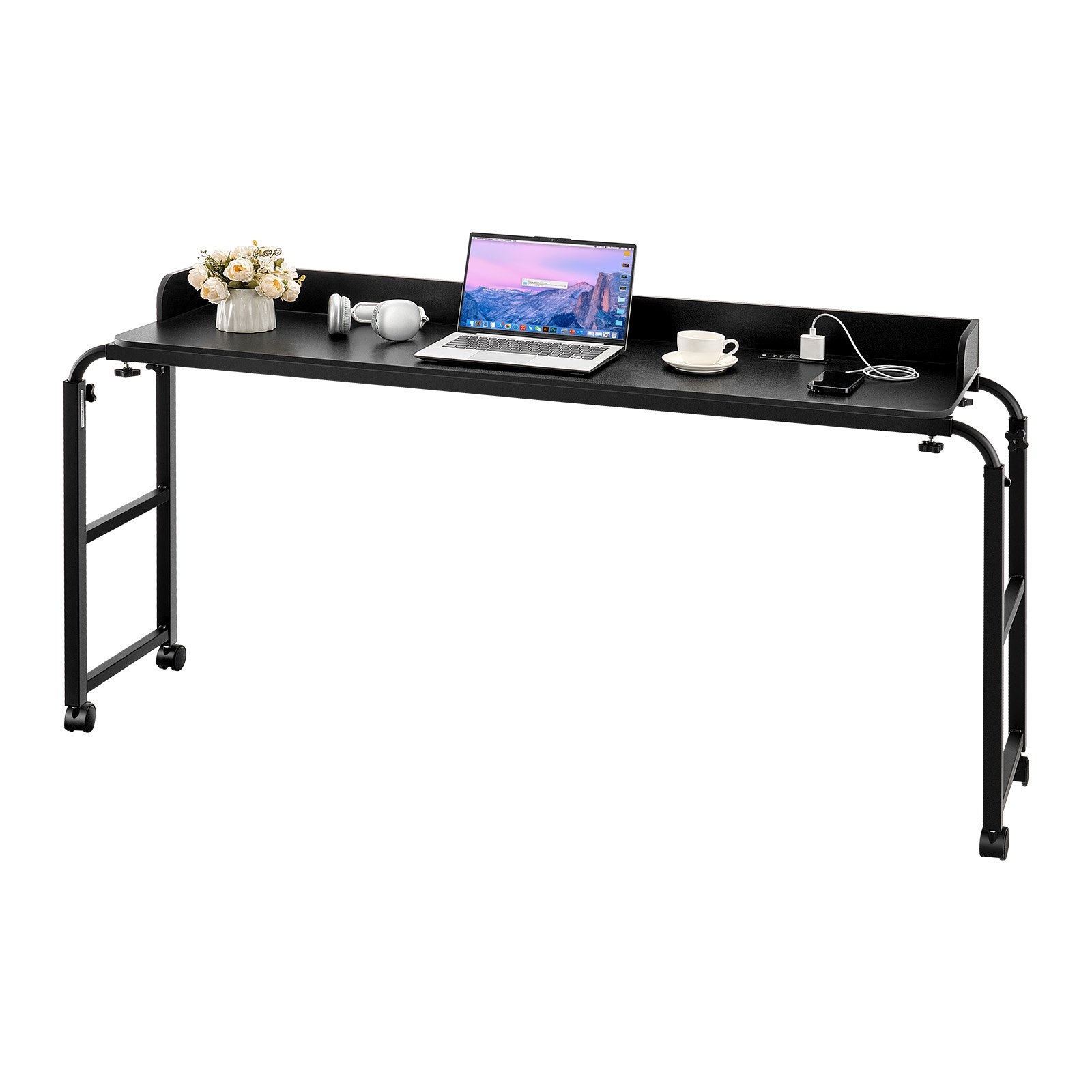VEVOR Overbed Table With Wheels | Adjustable Rolling Desk