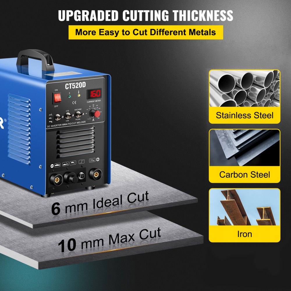 CT520D Plasma Cutter/TIG/Stick 3-in-1 Combo Welder 50A/200A 110/220V ...