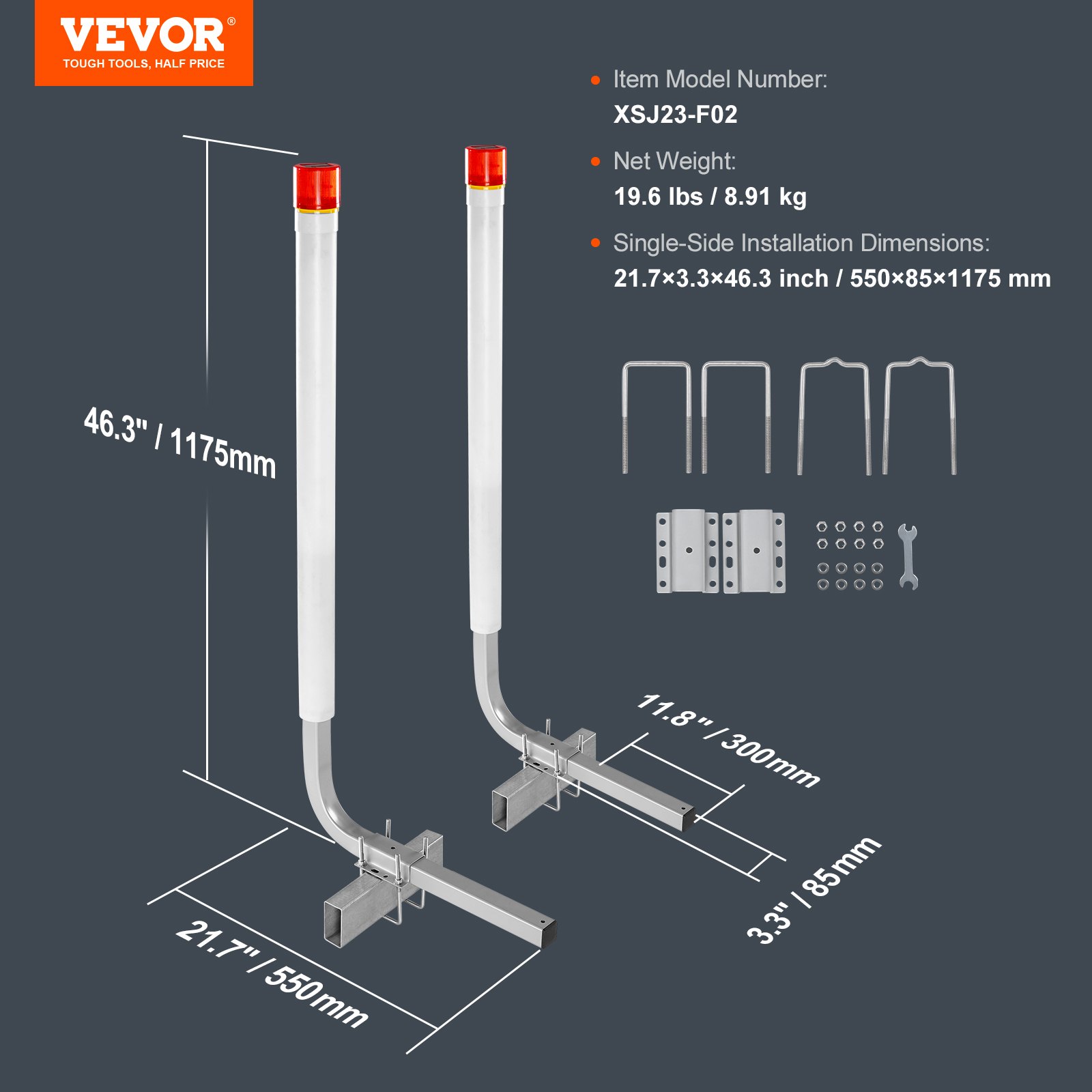 VEVOR Marine Trailer Guide Set, 46” LED Illuminated Guide Poles, Pair ...