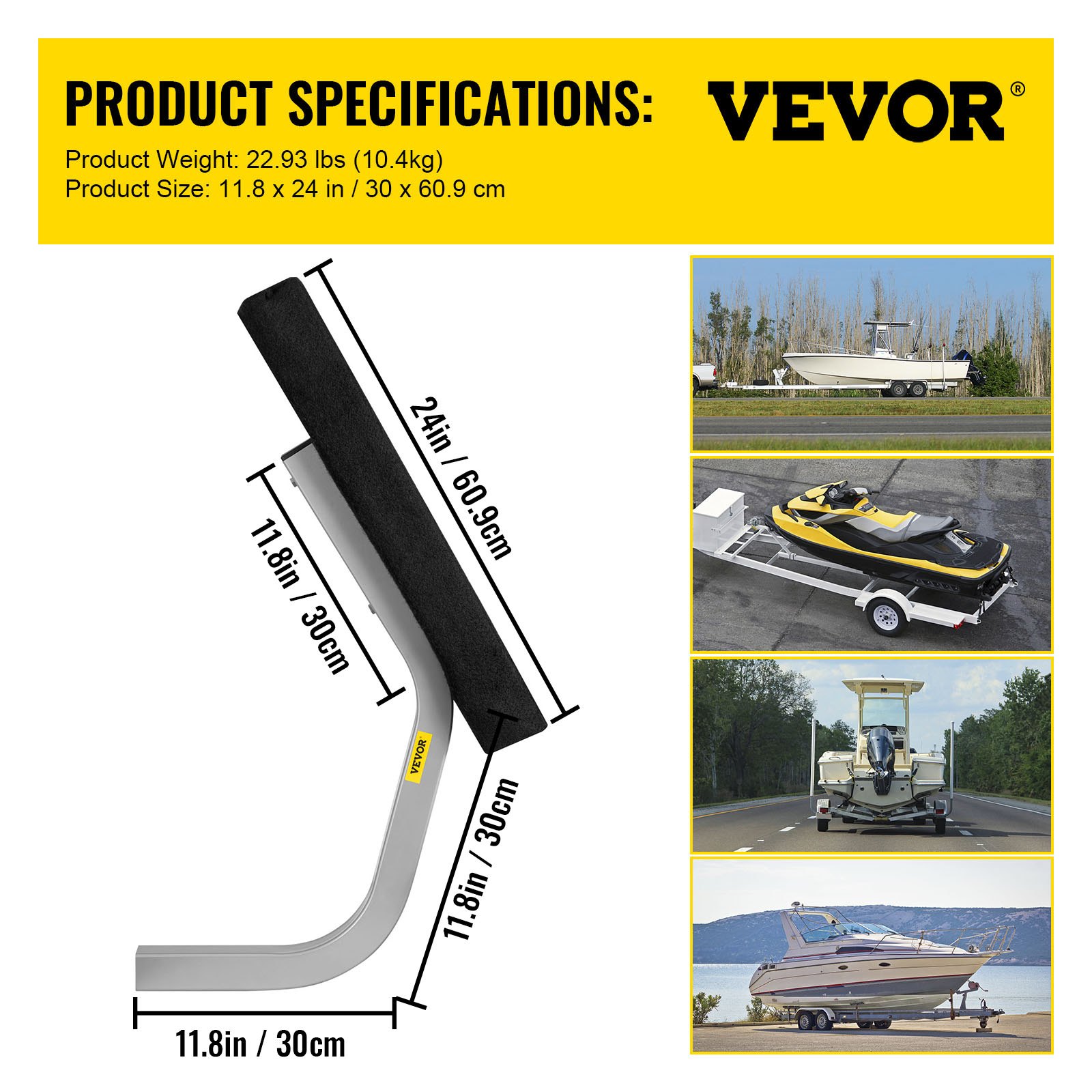 VEVOR Boat Trailer Guide on, 24", One Pair Trailer Pontoon Bunk Board ...